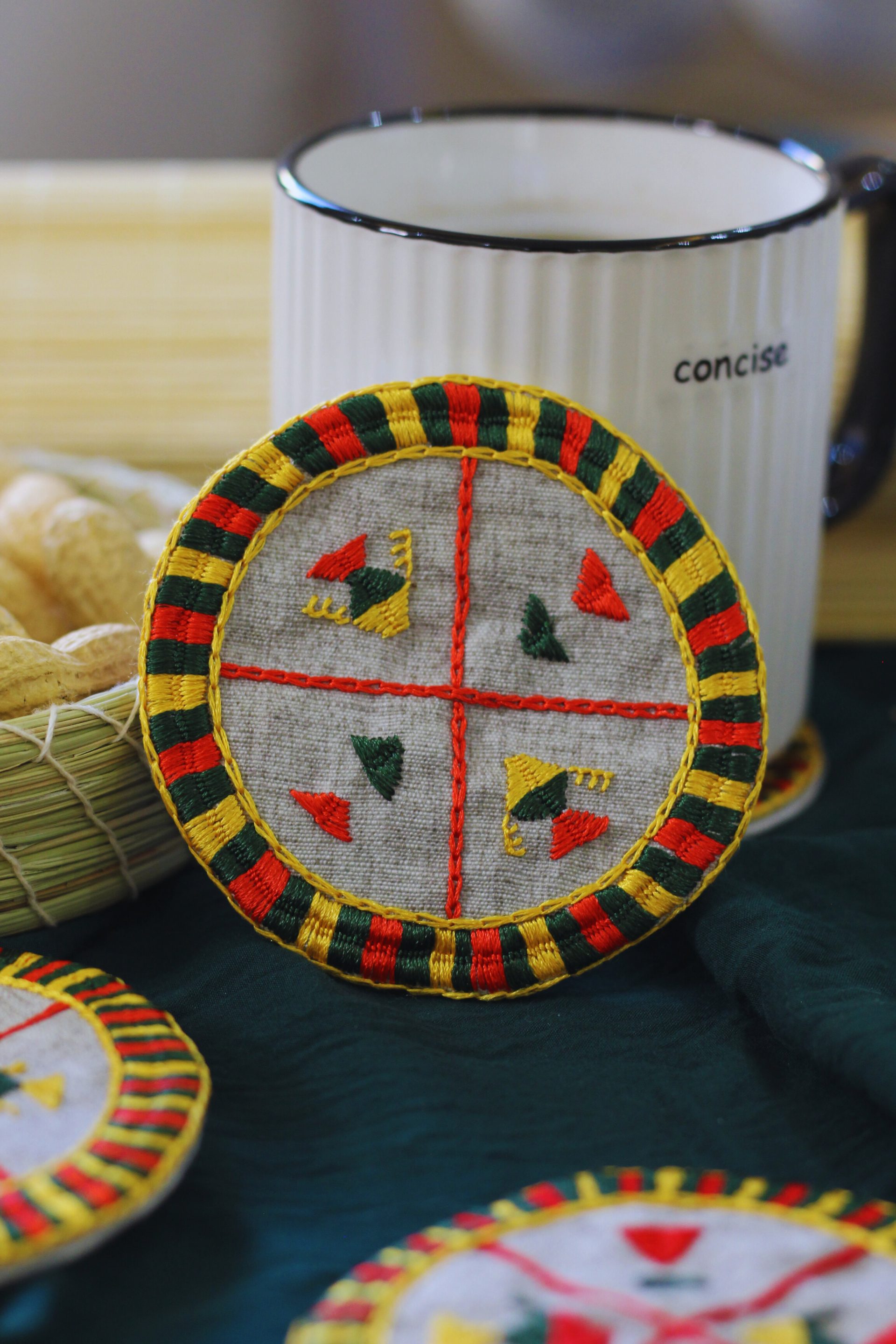 Hand-embroidered Coaster – Siwan Motifs - Acacia siwa